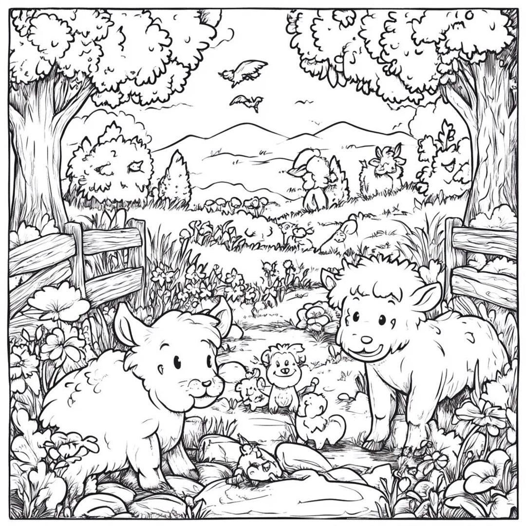 Cute Farm Animal Printable Coloring Pages | PNG Format | Instant ...