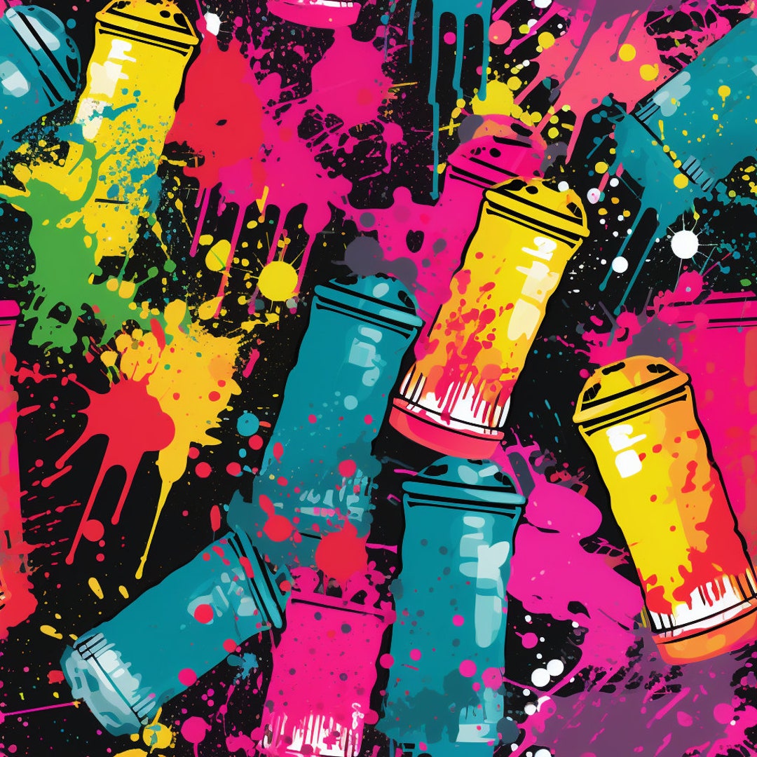 PNG Seamless Patterns Graffiti Spray Paint Splatter Digital Paper 4 ...