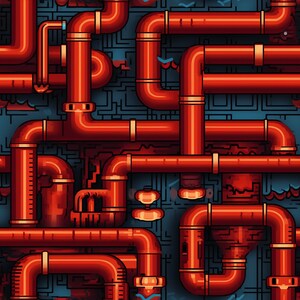 Video Game Pipes Seamless Patterns Digital Paper 5 Designs 8 Bit ...