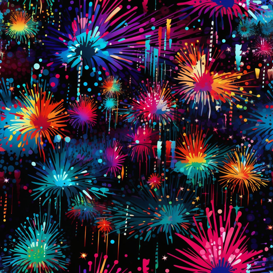 PNG Seamless Patterns Fireworks Colorful Graffiti Digital Paper 5 ...