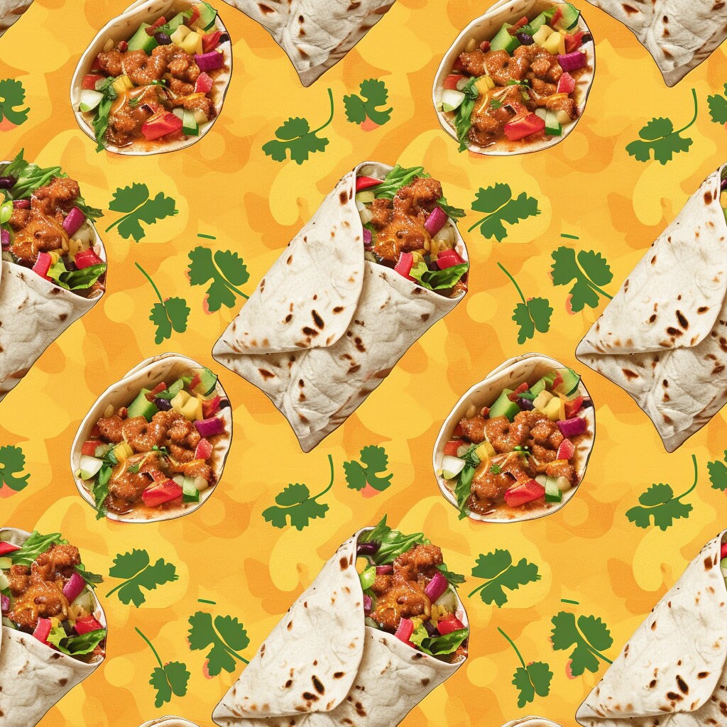 Burritos Seamless Pattern: Food Digital Paper, Fabric Tile (PNG) - Etsy