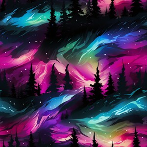 PNG Seamless Patterns Northern Lights Colorful Graffiti Digital Paper 5 ...