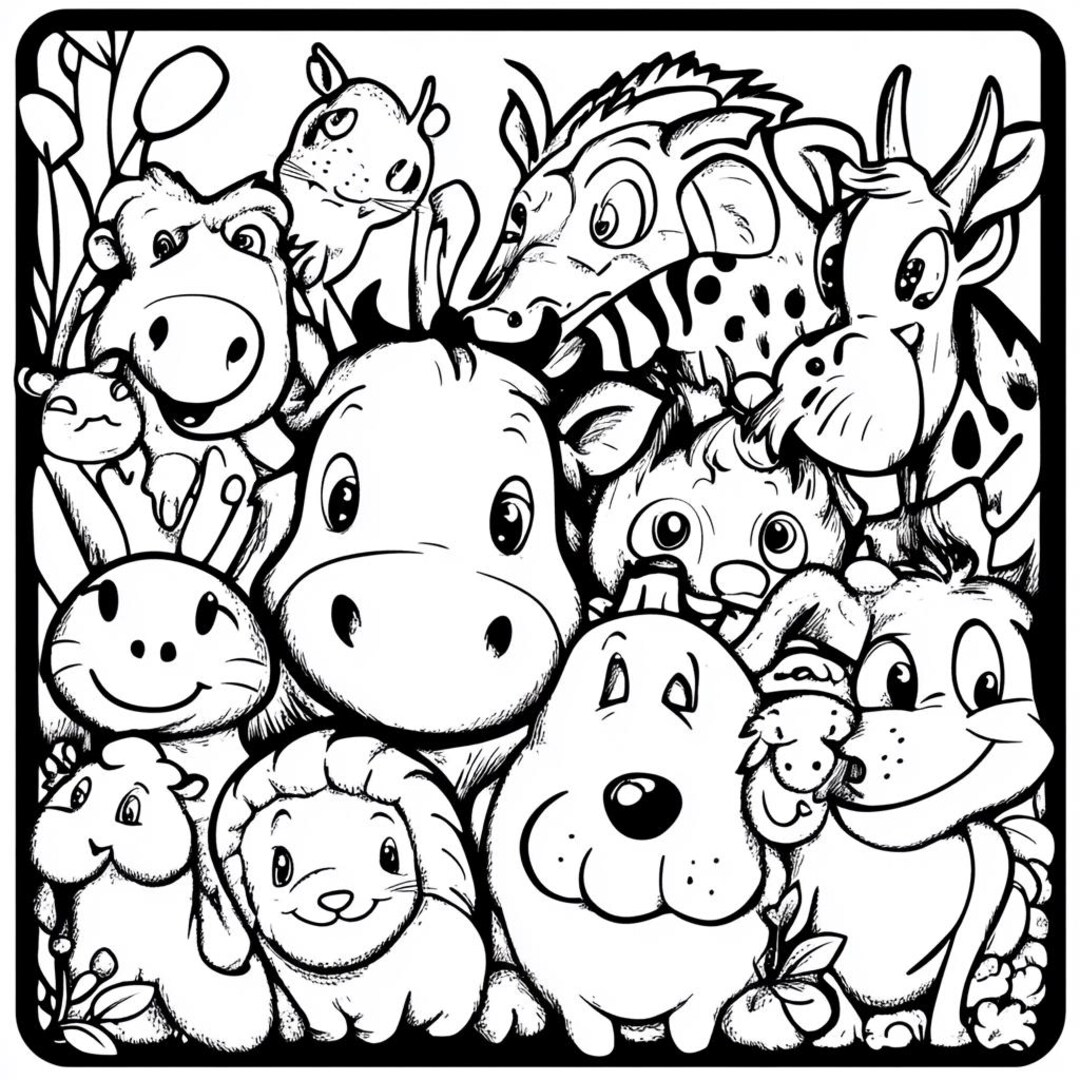 Cute Farm Animal Printable Coloring Pages | PNG Format | Instant ...