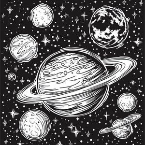 Fun Space Printable Coloring Pages PNG Format Instant Download 5 Pages ...