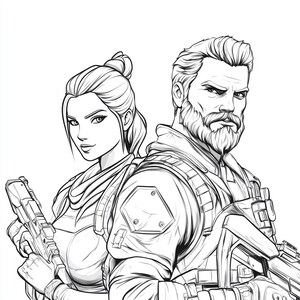 Action Video Game Printable Coloring Pages | PNG | Instant Download | 5 ...