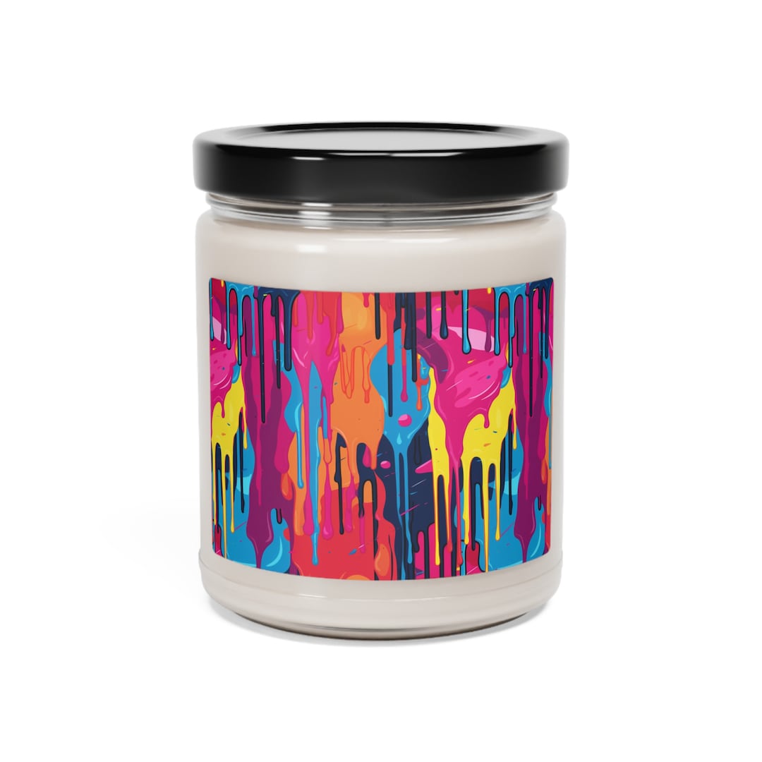 Colorful Graffiti Paint Drip Candle 9oz various Scents - Etsy