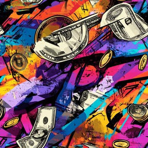 PNG Seamless Patterns Money Graffiti Digital Paper 5 Tile Designs - Etsy