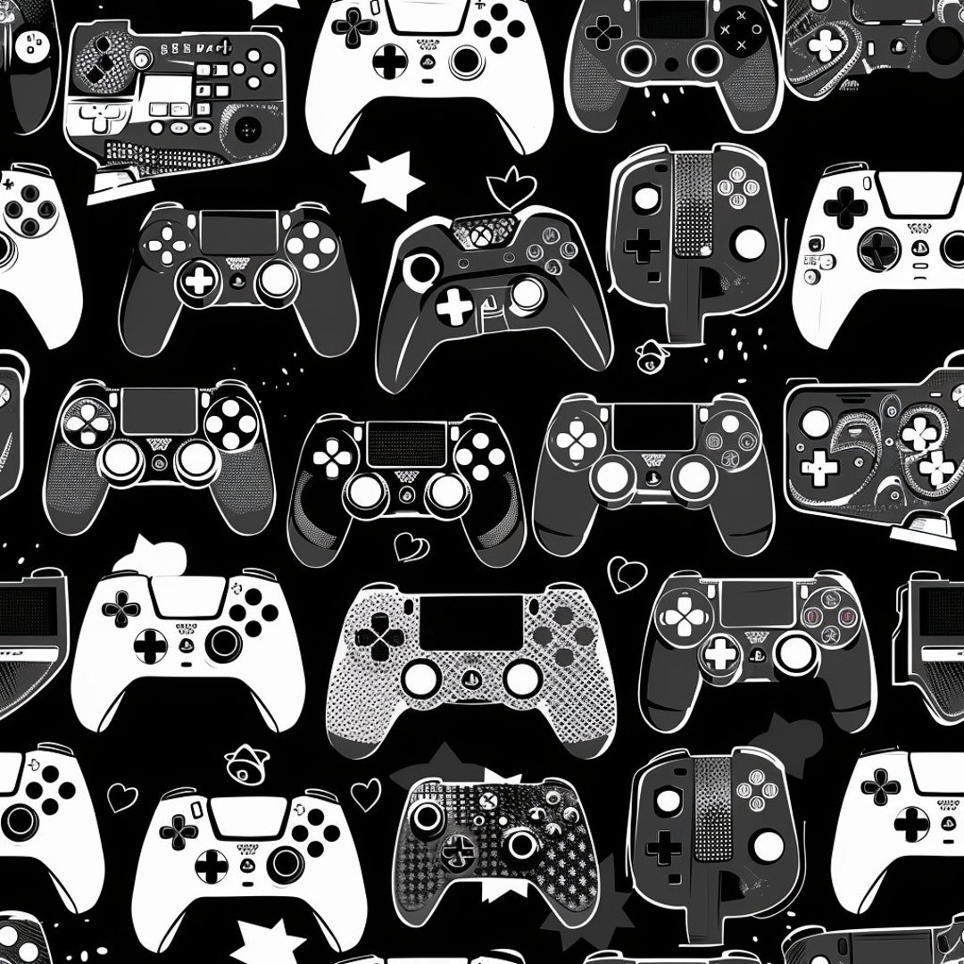 PNG Seamless Patterns Video Game Controller Digital Scrapbook Paper 4 ...