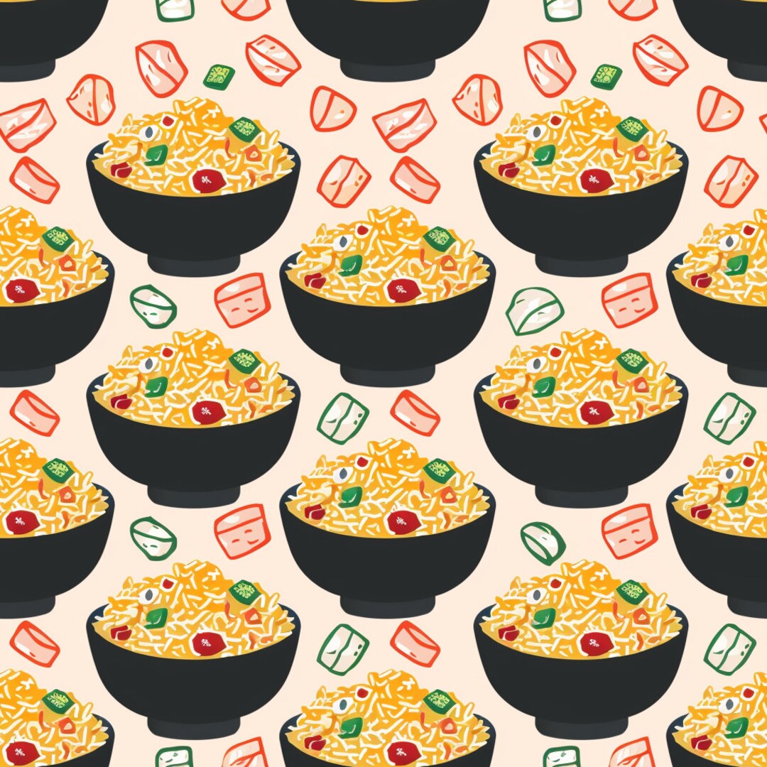 PNG Seamless Patterns Fried Rice Digital Paper 5 Designs Wallpaper Tile ...