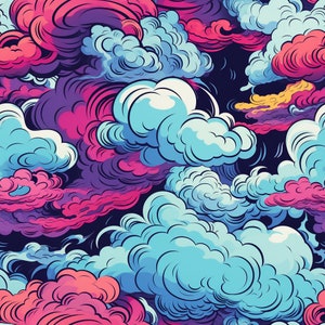 PNG Seamless Patterns Colorful Graffiti Clouds Detailed Digital Paper 5 ...