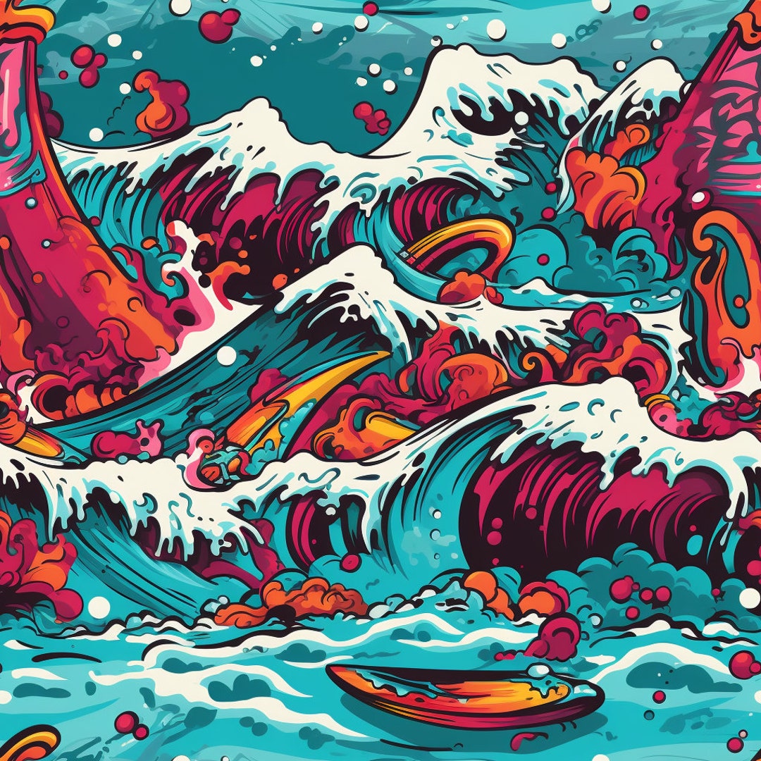 PNG Seamless Patterns Graffiti Beach Colorful Graffiti Digital Paper 5 ...