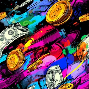 PNG Seamless Patterns Money Graffiti Digital Paper 5 Tile Designs - Etsy