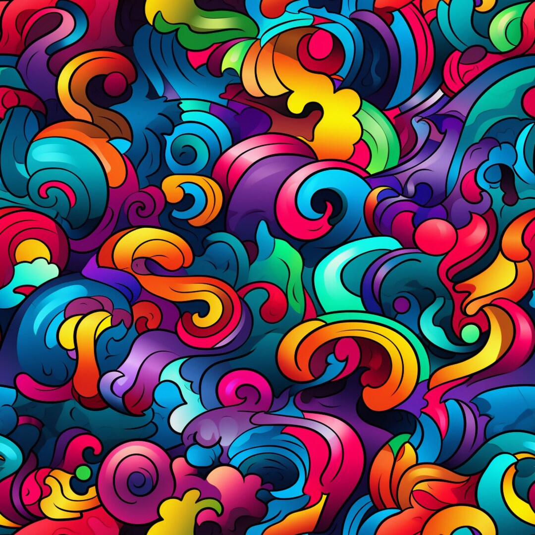 Rainbow Graffiti Seamless Pattern: Colorful Digital Paper (PNG) - Etsy
