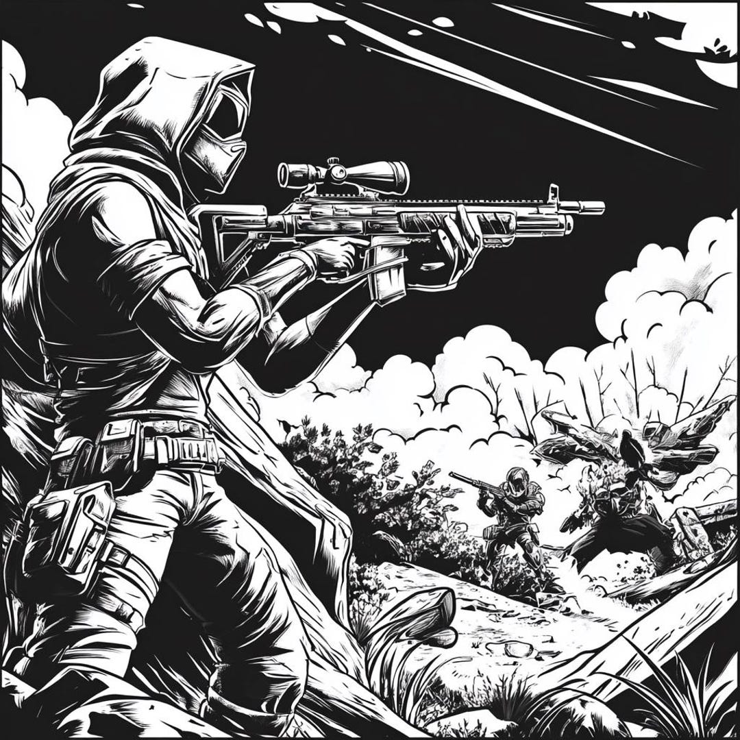 Action Video Game Printable Coloring Pages | PNG | Instant Download | 5 ...