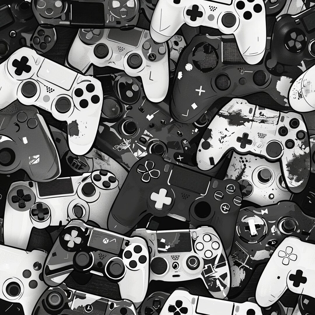 PNG Seamless Patterns Video Game Controller Digital Scrapbook Paper 4 ...