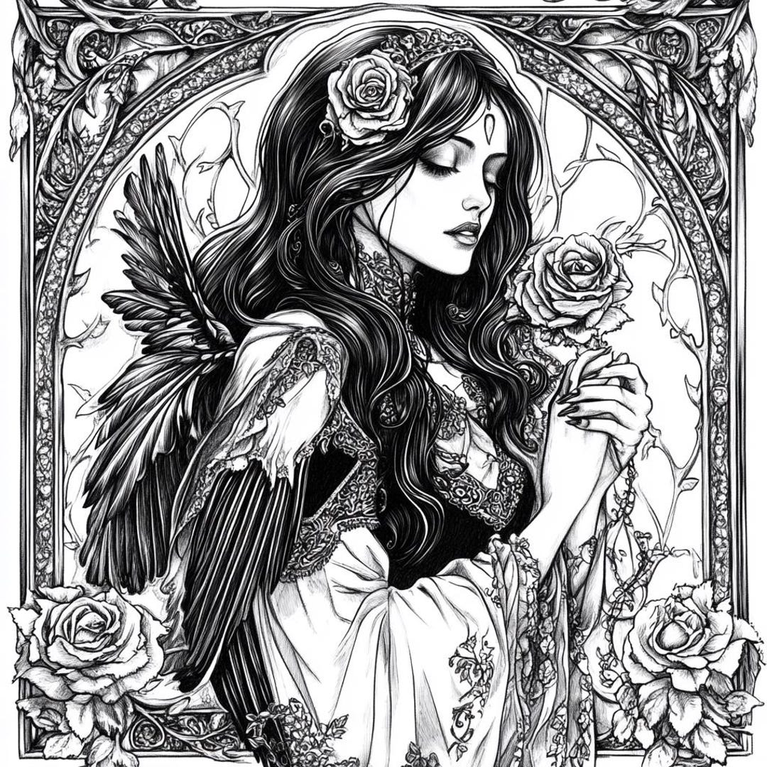 Gothic Printable Coloring Pages | PNG Format | Instant Download | 5 ...
