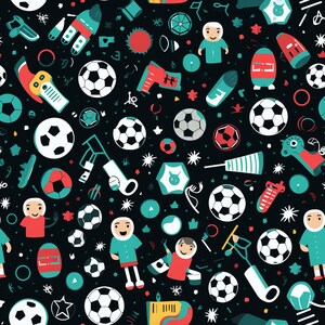 PNG Seamless Patterns Soccer Digital Paper 5 Designs Sports Tile - Etsy