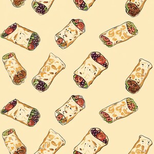PNG Seamless Patterns Burritos Digital Paper 5 Designs Wallpaper Tile ...