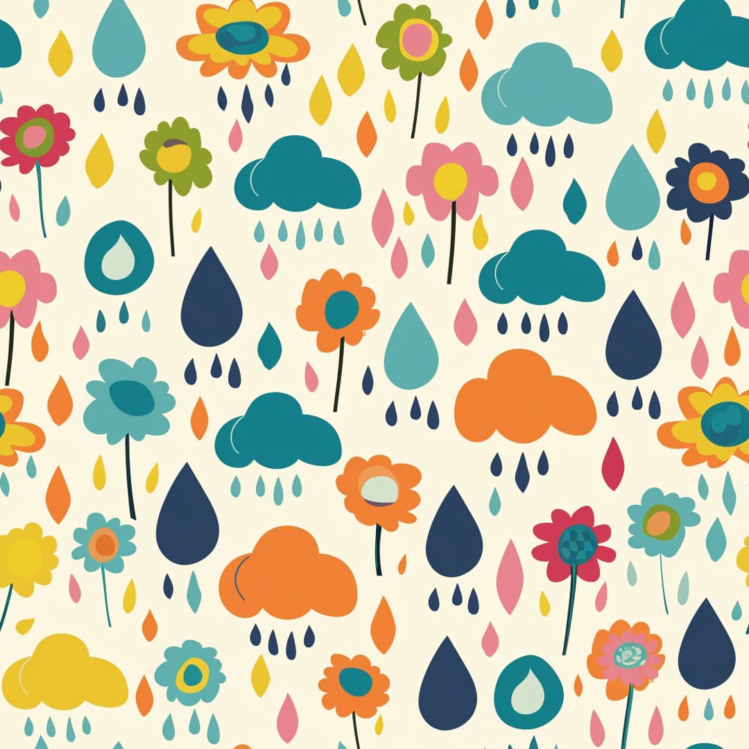 Seamless Files Summer Rain Digital Scrapbook Paper 5 Designs Sewing ...