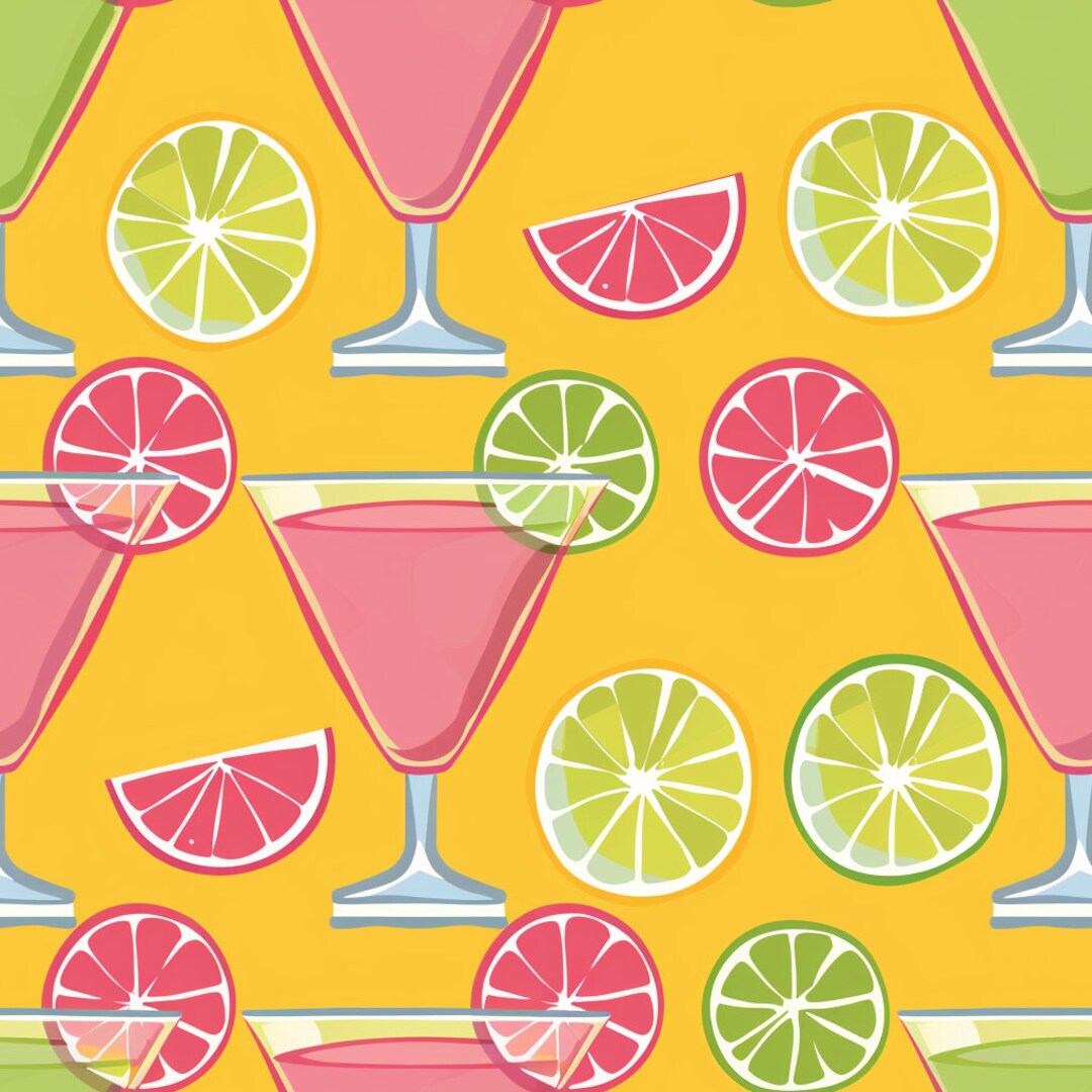 PNG Seamless Patterns Summer Margaritas Digital Paper 5 Designs Tile - Etsy