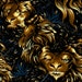 Seamless Patterns Golden Lions Leo Astrology Black and Gold Fancy ...