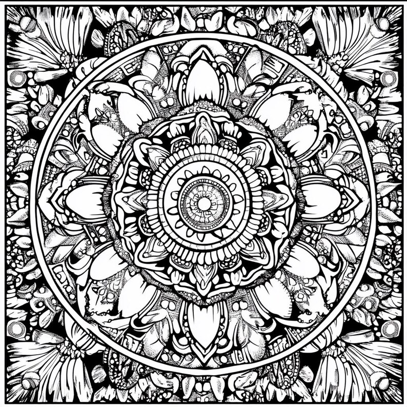 Floral Pattern Coloring Pages: 5 PNG Designs (digital Download) - Etsy