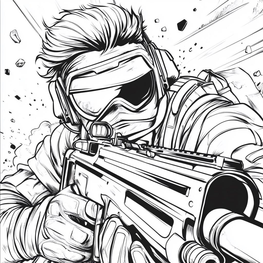 Action Video Game Printable Coloring Pages | PNG | Instant Download | 5 ...