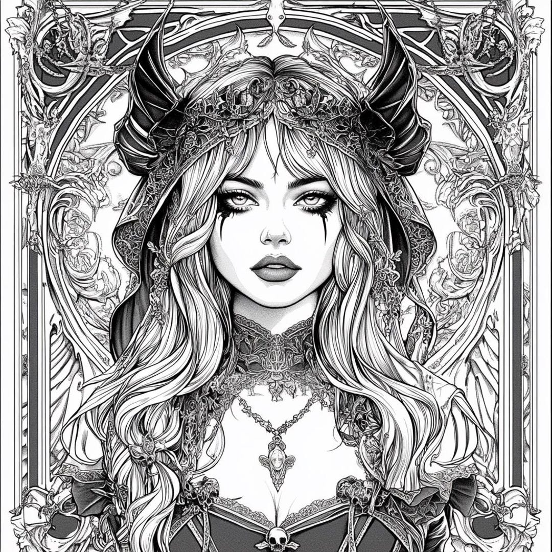 Gothic Coloring Pages: 5 PNG Printable Art (instant Download) - Etsy UK