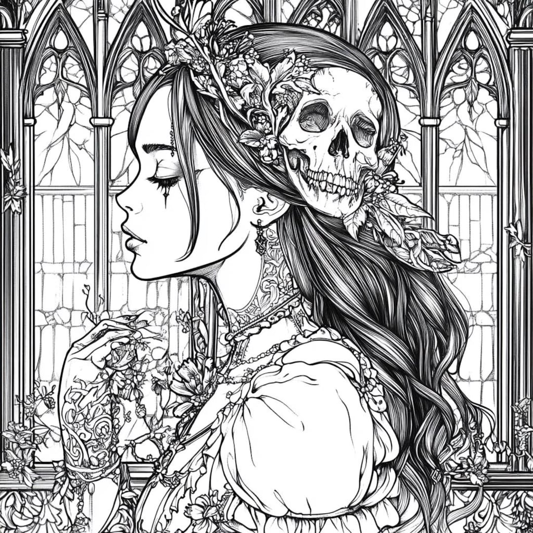 Gothic Printable Coloring Pages PNG Format Instant Download 5 Pages ...