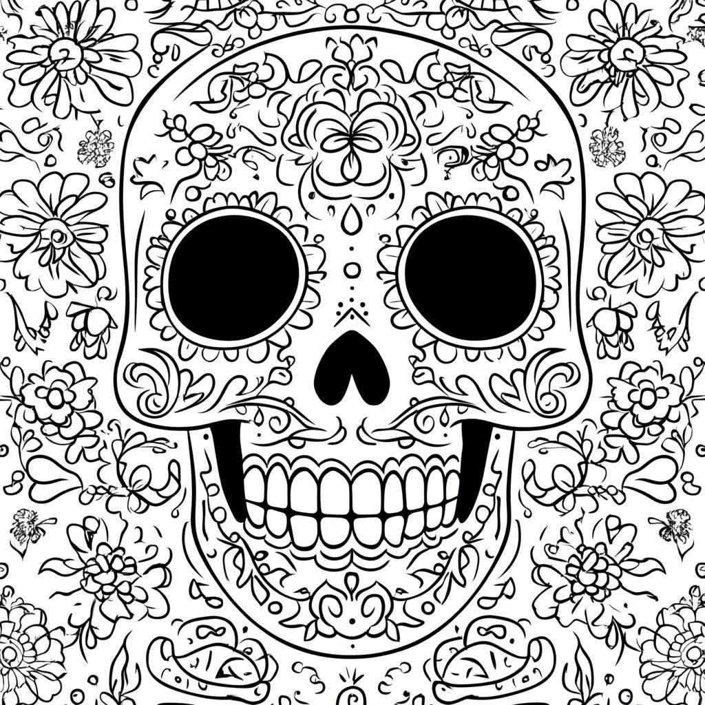 Sugar Skull Coloring Pages: 5 Printable PNG Sheets (instant Download ...