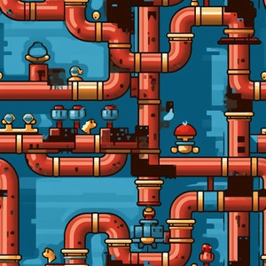 Video Game Pipes Seamless Patterns Digital Paper 5 Designs 8 Bit ...