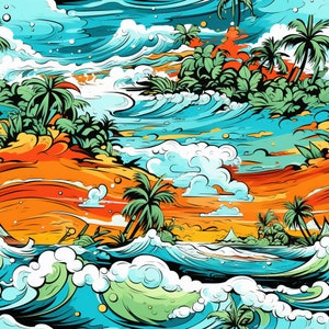 Graffiti Beach Seamless Files Colorful Graffiti Digital Paper 5 Designs ...