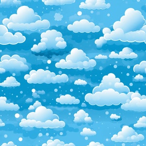 PNG Seamless Patterns Video Game Clouds Digital Paper 5 Designs 8 Bit ...