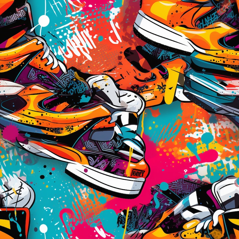 PNG Seamless Patterns Kicks / Sneakers / Shoes Digital Paper 5 Designs ...