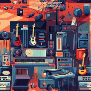 PNG Seamless Patterns Music Recording Studio Colorful Graffiti Digital ...