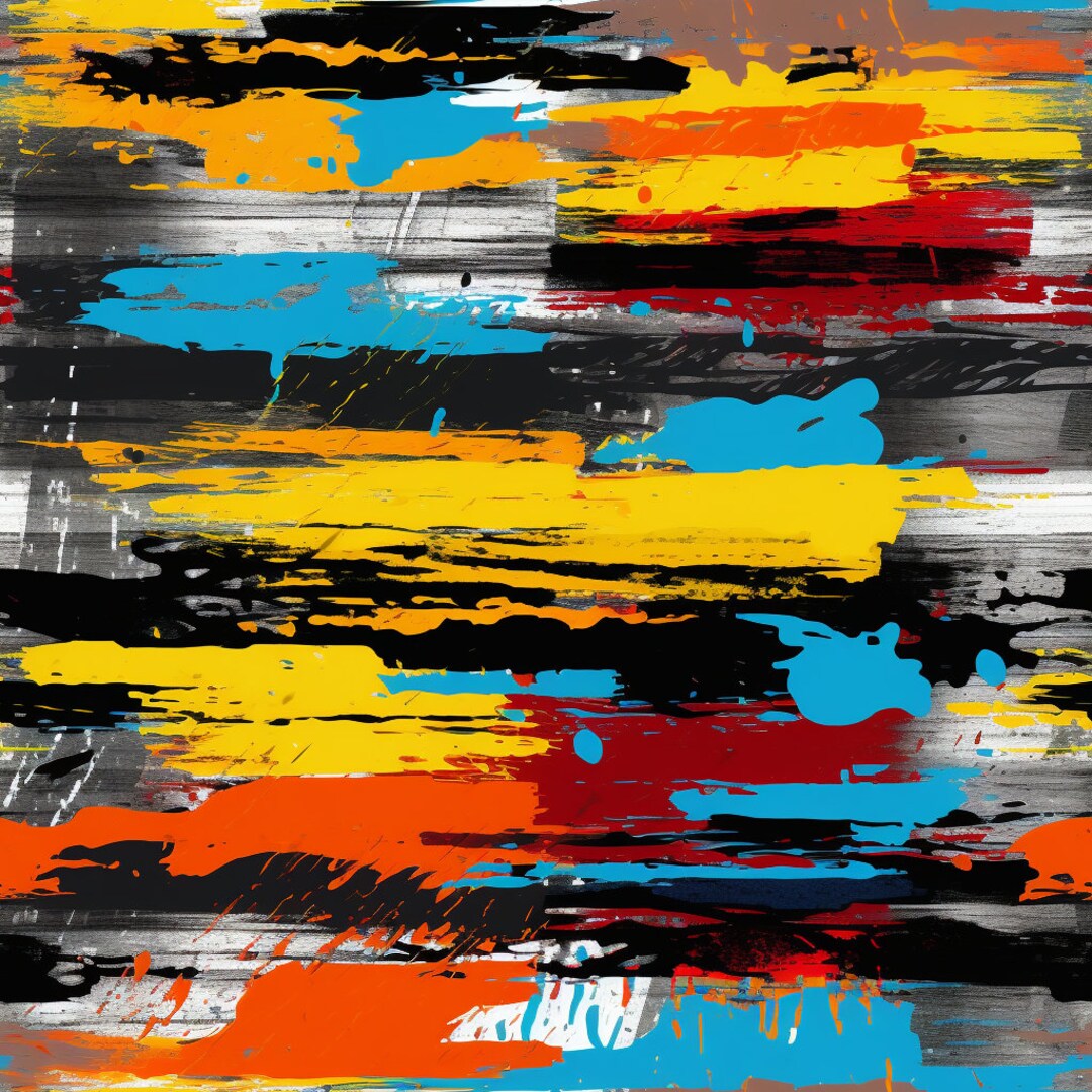 Horizontal Stripes Seamless Patterns Graffiti Digital Paper 5 Designs ...