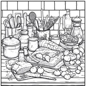 Cooking Coloring Pages | Printable PNG | Instant Download | 5 Pages ...