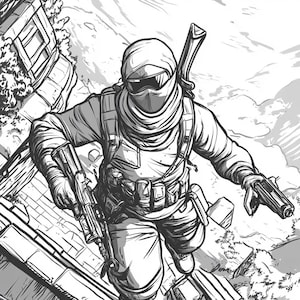 Action Video Game Printable Coloring Pages | PNG | Instant Download | 5 ...