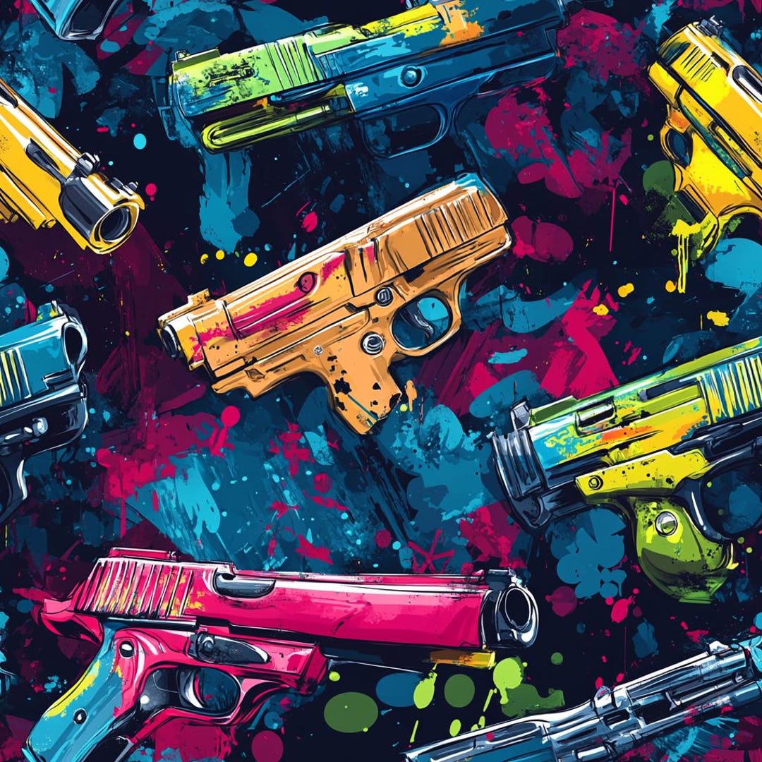 PNG Seamless Patterns Guns Graffiti Pack 2 Digital Paper 5 Tile Designs ...