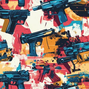 PNG Seamless Patterns Guns Graffiti Pack 2 Digital Paper 5 Tile Designs ...
