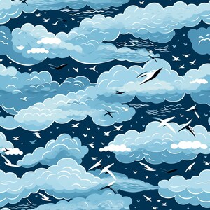 PNG Seamless Patterns Sky Digital Paper 5 Designs Vibrant Cloud ...