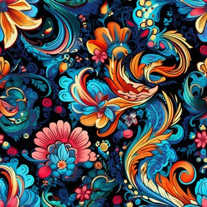 PNG Seamless Patterns Paisley Texture Colorful Graffiti Digital Paper 4 ...