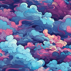 PNG Seamless Patterns Colorful Graffiti Clouds Detailed Digital Paper 5 ...