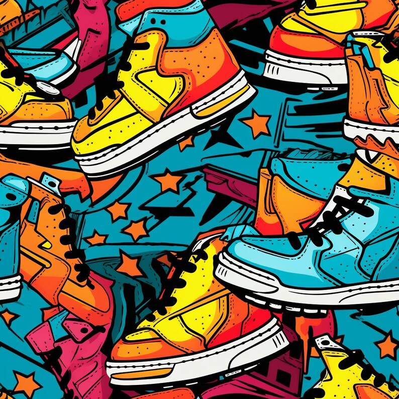 PNG Seamless Patterns Kicks / Sneakers / Shoes Digital Paper 5 Designs ...