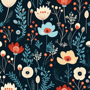 PNG Seamless Patterns Floral Digital Paper 5 Designs Colorful 2024 Pack ...