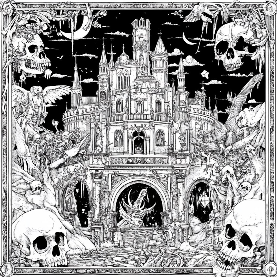 Gothic Printable Coloring Pages PNG Format Instant Download 5 Pages ...