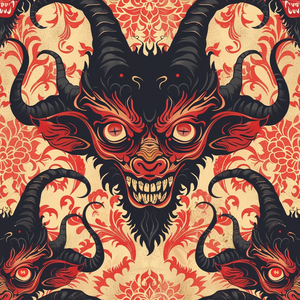 PNG Seamless Patterns the Devil Detailed Digital Paper 5 Designs ...