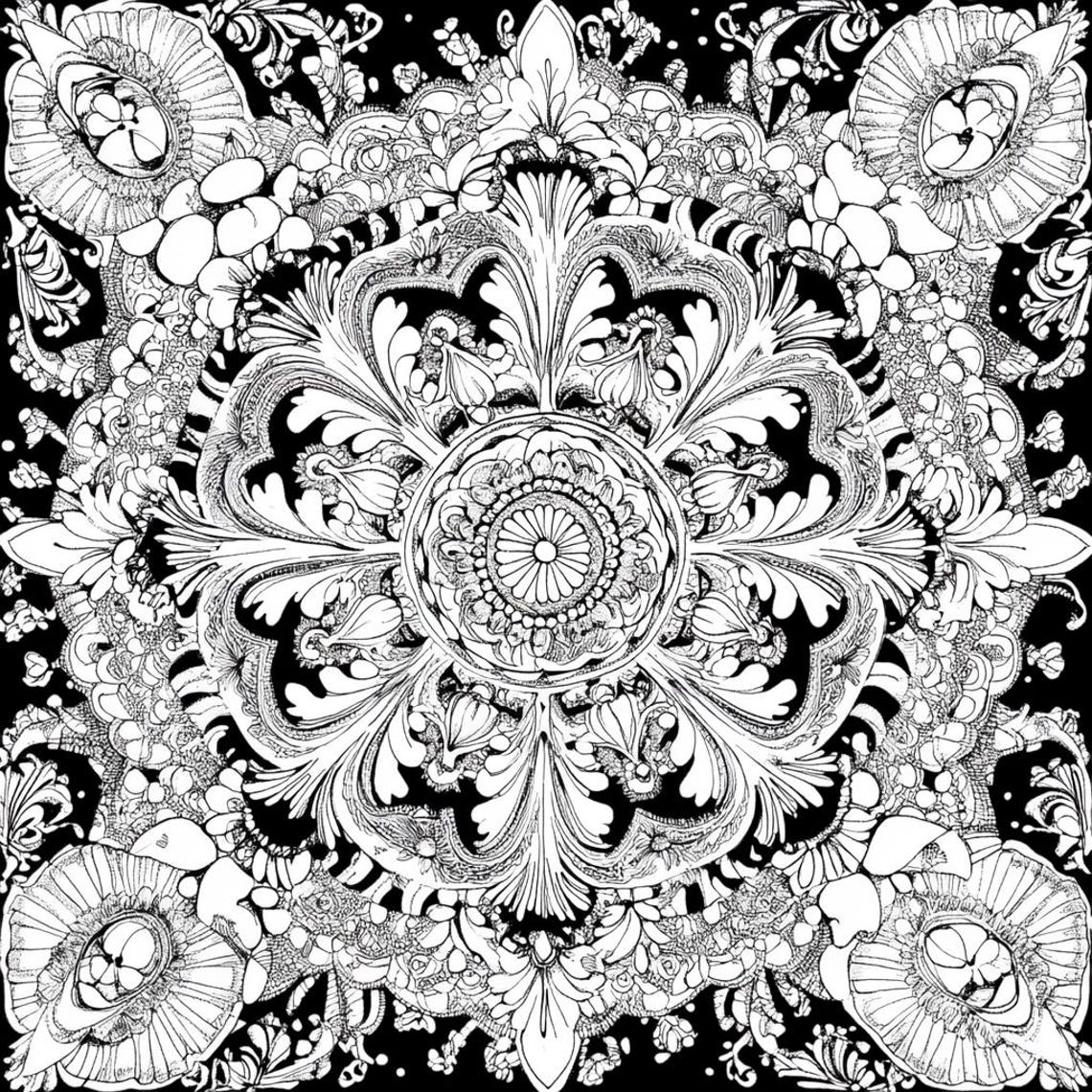 Floral Pattern Coloring Pages: 5 PNG Designs (digital Download) - Etsy