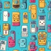Cute Cell Phones Pattern, Colorful Tile Digital Paper (PNG) - Etsy