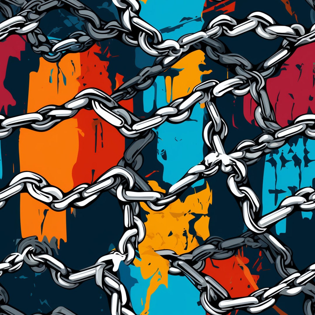 Seamless Files Chain Link Pattern Colorful Graffiti Digital Paper 5 ...